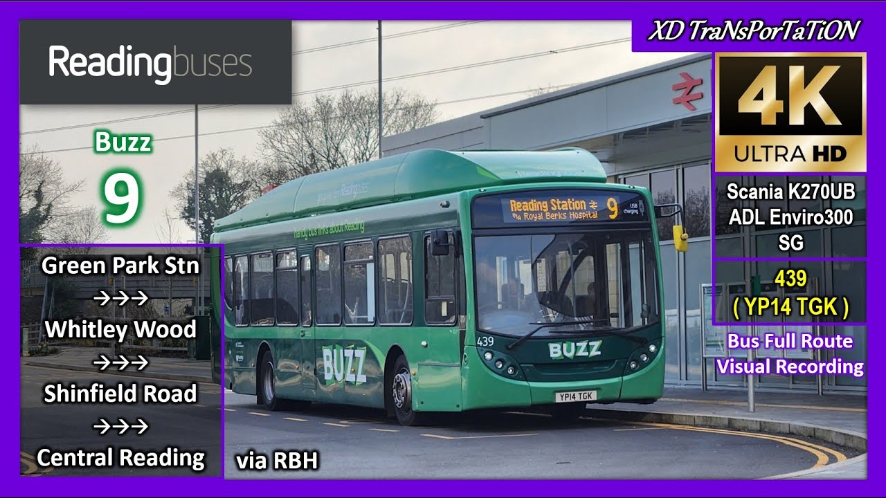 [Reading buses] Buzz 9 ~ Reading Green Park Station Reading Station【4K UW】 - YouTube