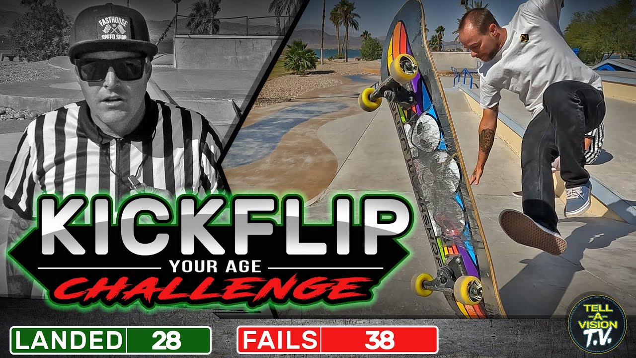 KICKFLIP your AGE Challenge || 40-Year-Old Edition - YouTube