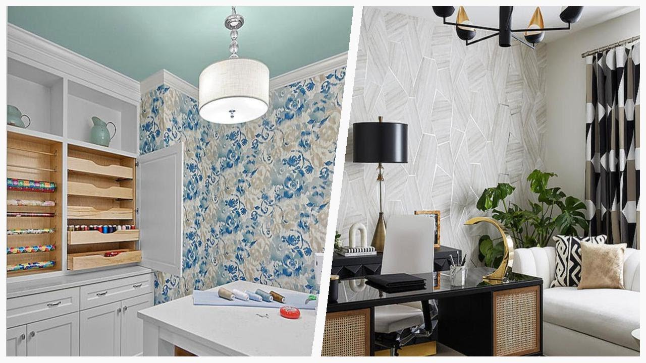 75 Wainscoting And Wallpaper Home Office Design Ideas You'll Love 🔴 ...