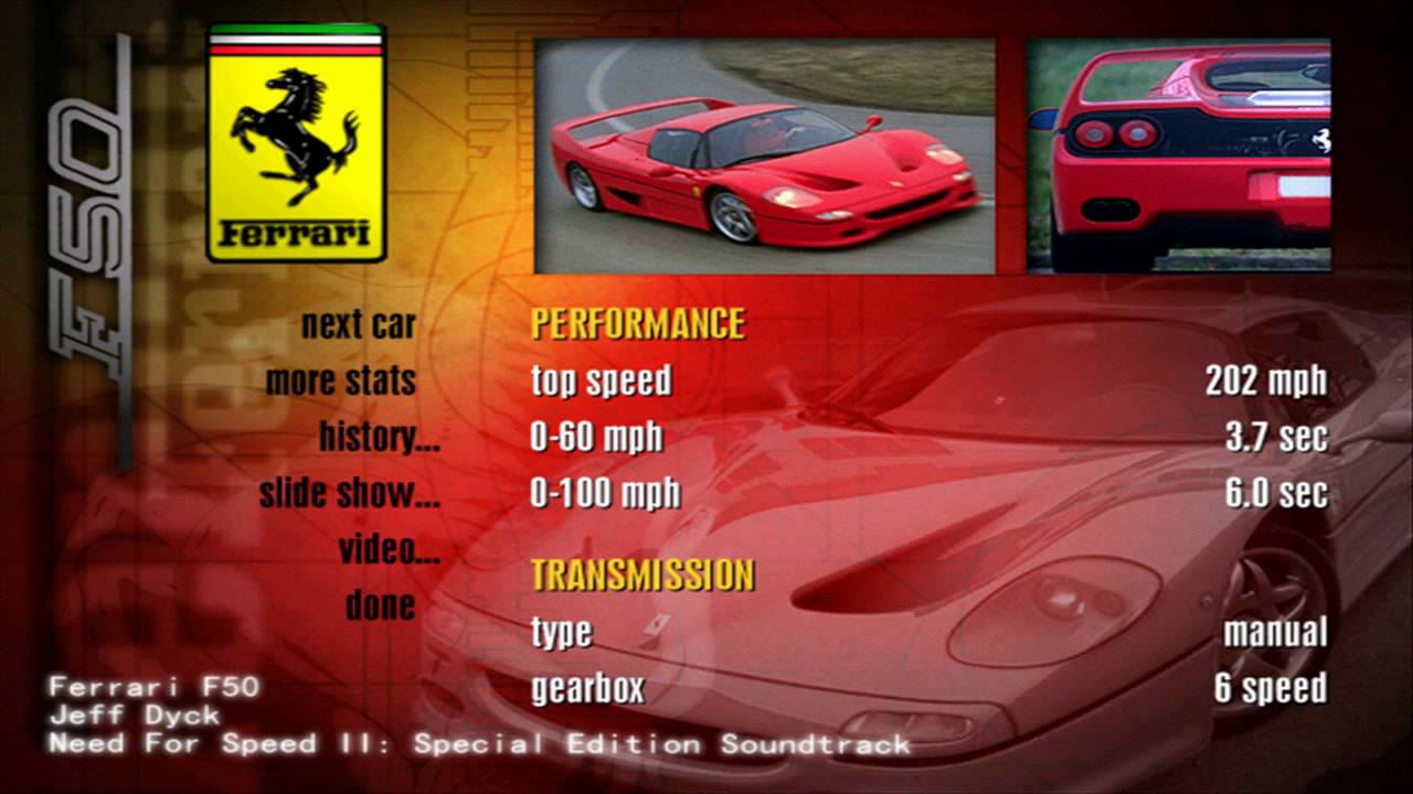 Need for Speed II Soundtrack - Ferrari F50 - YouTube