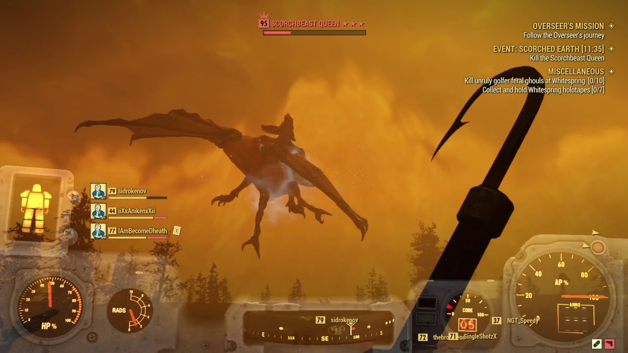 Fallout 76 server raid group - Scorchedbeast Queen - 3 star Legendary ...