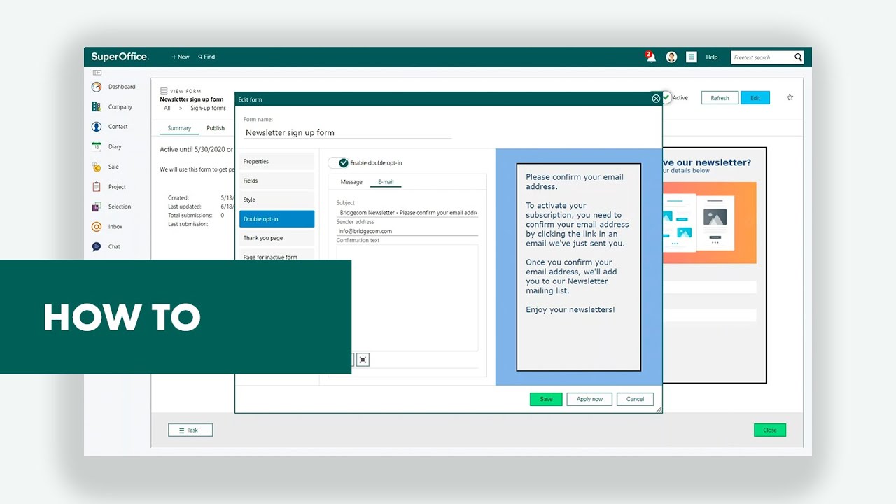 How to add the double opt-in feature on your SuperOffice Web Form - YouTube