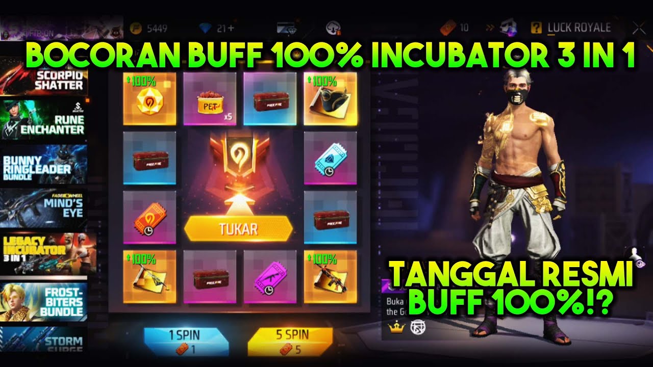 BOCORAN KAPAN BUFF 100% INCUBATOR 3 IN 1, KARAKTER ORION, LEGENDARY SCORPIO BUNDLE, KATANA ...