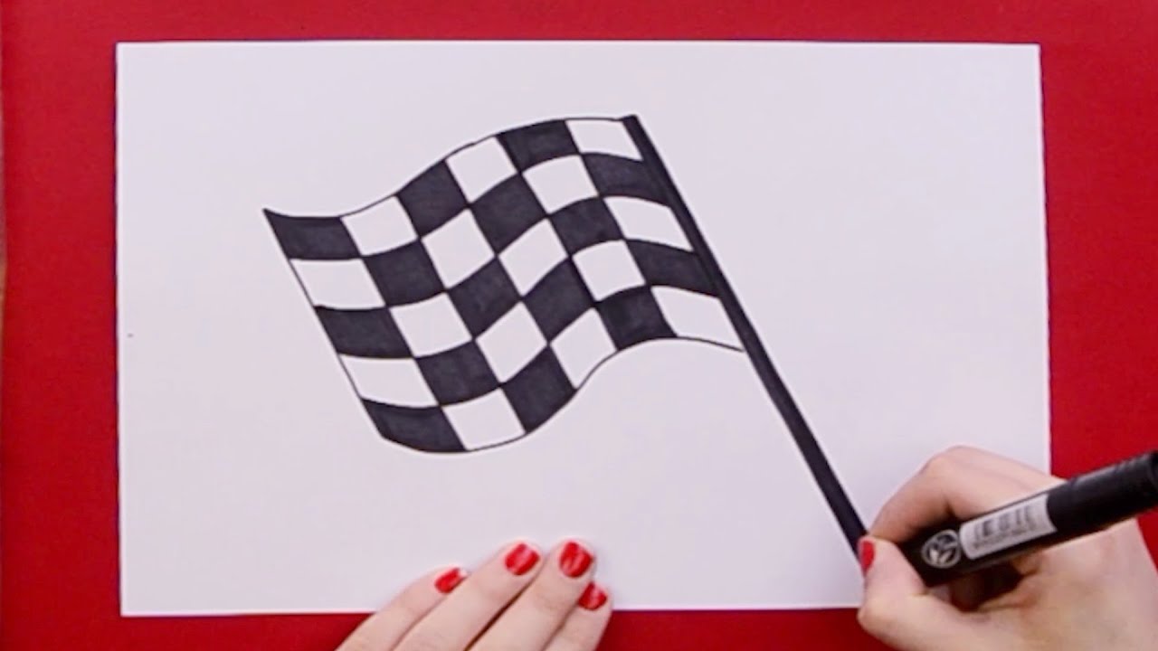 How to draw a checkered flag (car racing) - YouTube