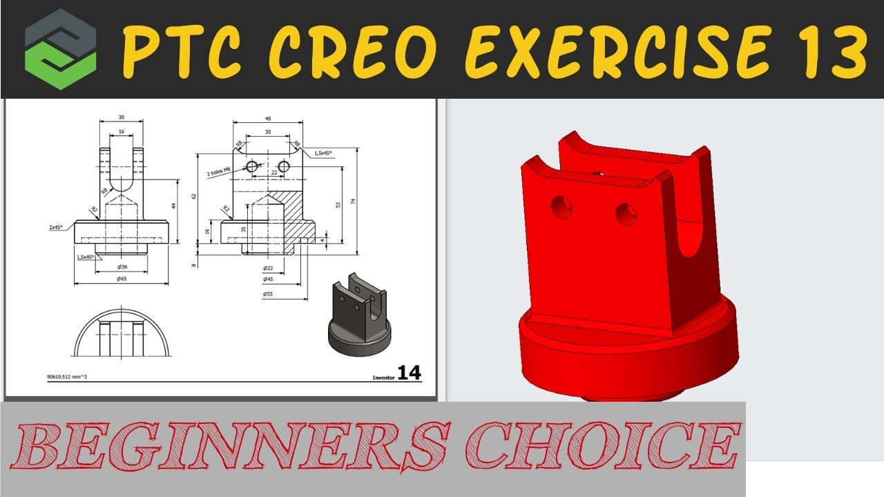PTC Creo parametric 7.0||Basic 3D Modelling||Simple Drawing Exercise-13 ...