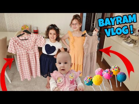 BAYRAM VLOG !! BAHAR BANU ALYA VE ASEL MİRA BAYRAMLIKLARINI GİYDİ ...