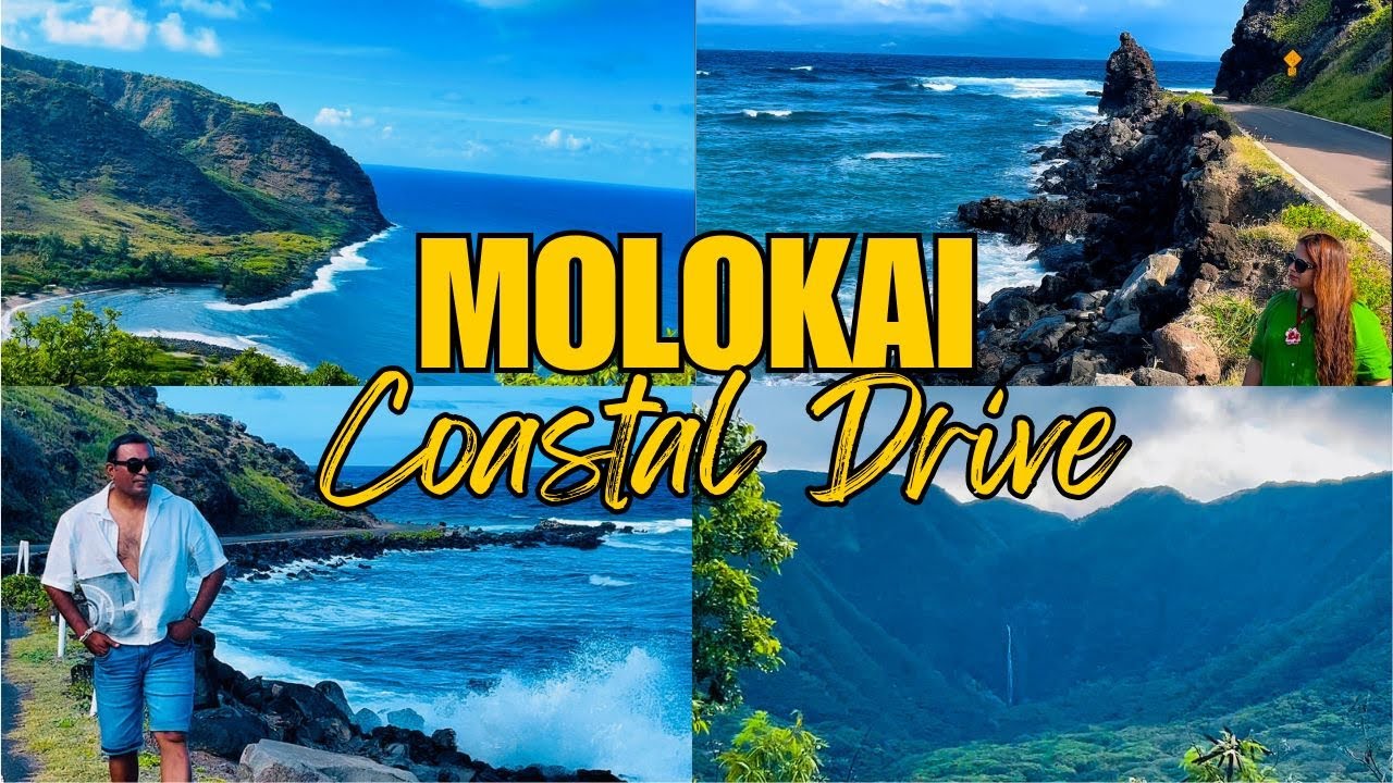 HAWAII, USA : HALAWA VALLEY DRIVE, PRISTINE BLUE WATERS,HILLSIDE OF ...