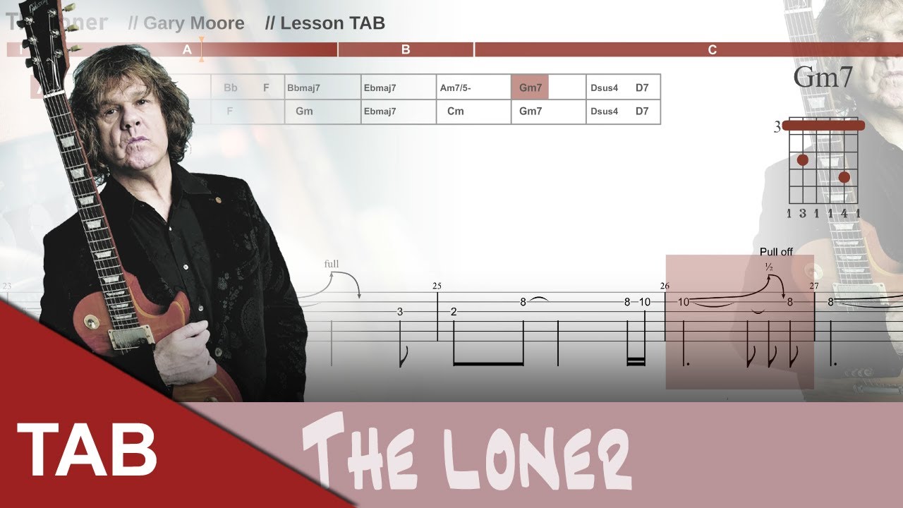 The Loner - Gary Moore - Guitar Tab - YouTube