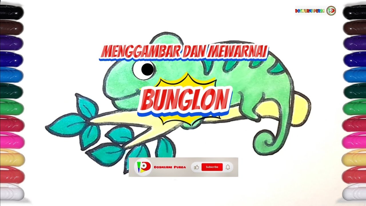 MENGGAMBAR DAN MEWARNAI BUNGLON "CHAMELEON".#drawing #coloring #art ...