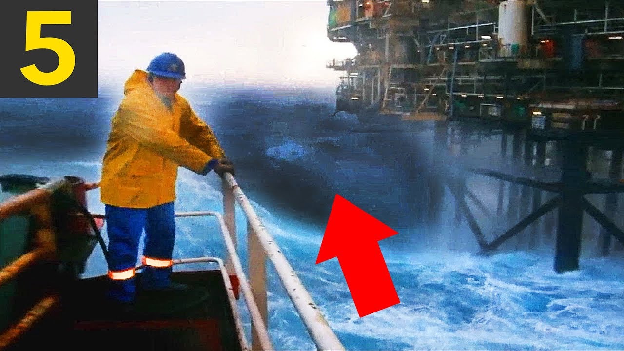 Top 5 MASSIVE Waves VS Oil Rigs - heavy seas! - YouTube