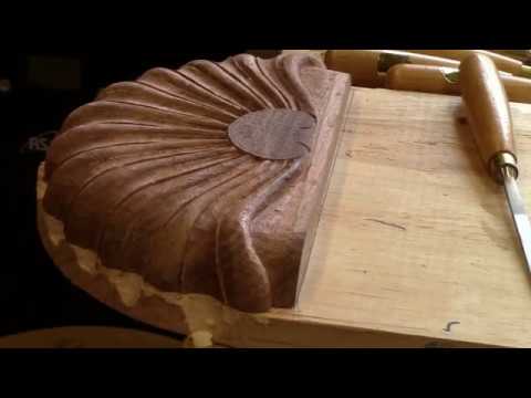 Townsend Kneehole Bureau Carving Newport Shells Step 11 - YouTube