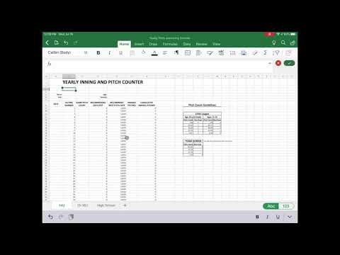 Pitch Count and Inning Tracking Spreadsheet - YouTube