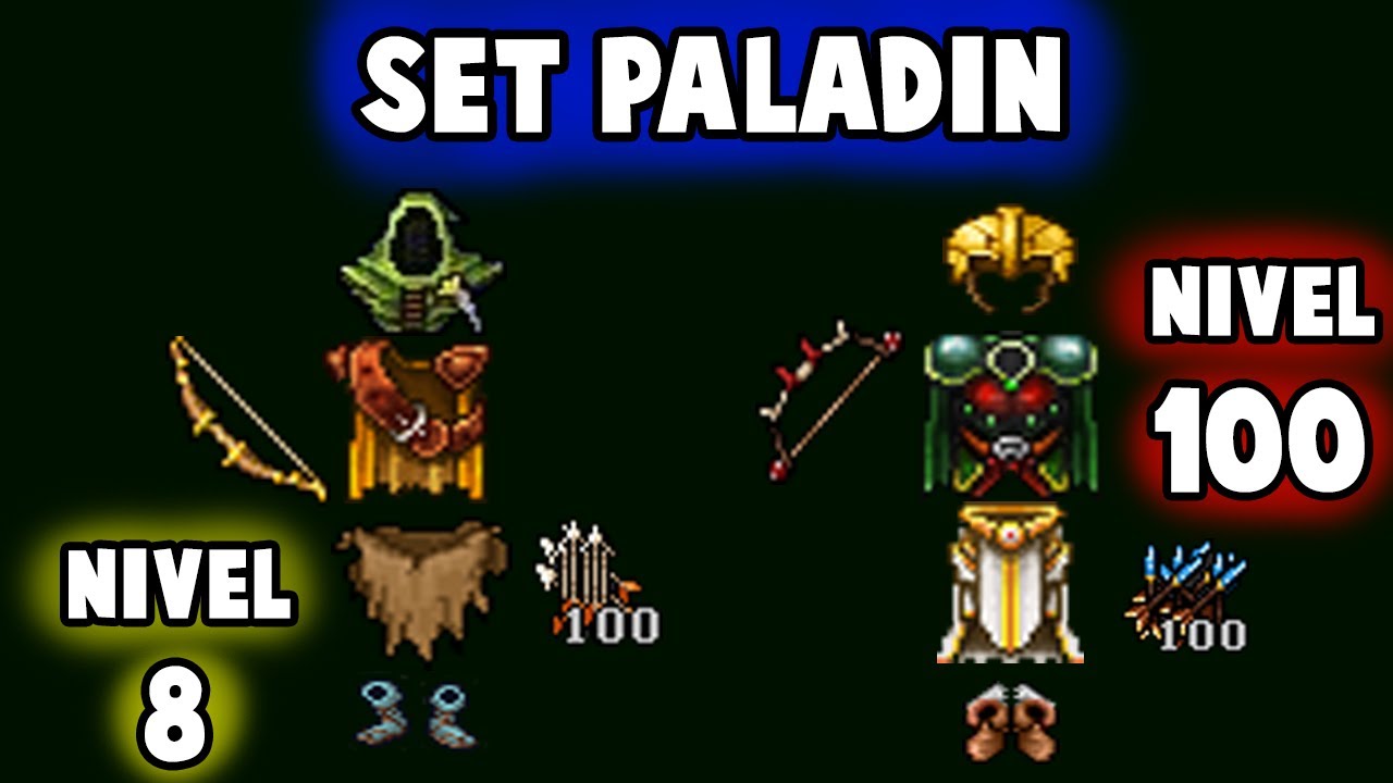 Tibia | SET DE PALADIN DESDE NIVEL 8 HASTA 100 | ElMoy - YouTube