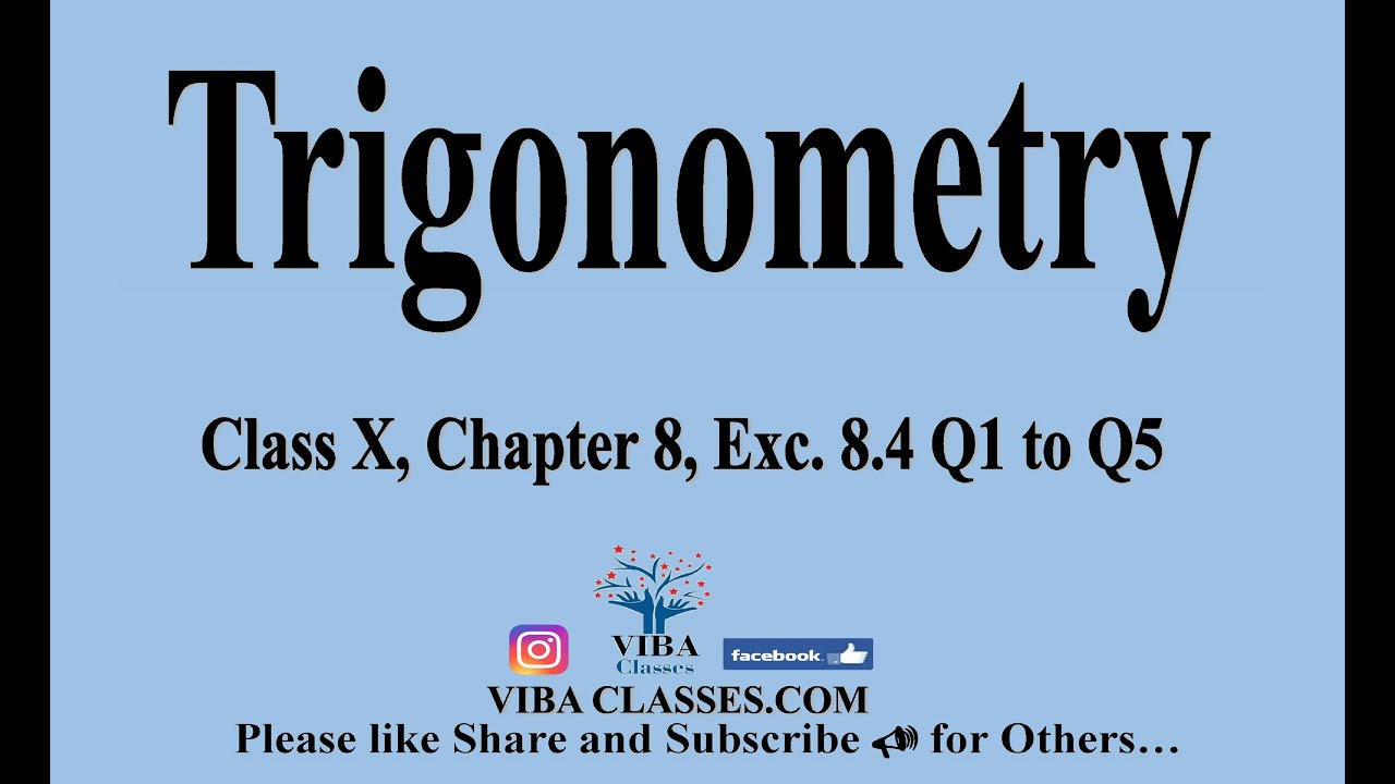 Math, Trigonometry, Chapter 8, Exc. 8.4, Questions 1 to 5, Trigonometry ...