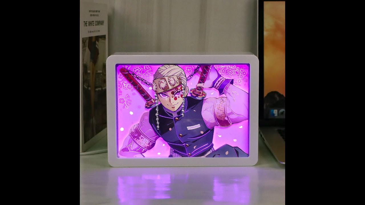 LED Night Light Demon Slayer Uzui Tengen Figure Shadow Box Anime Light ...