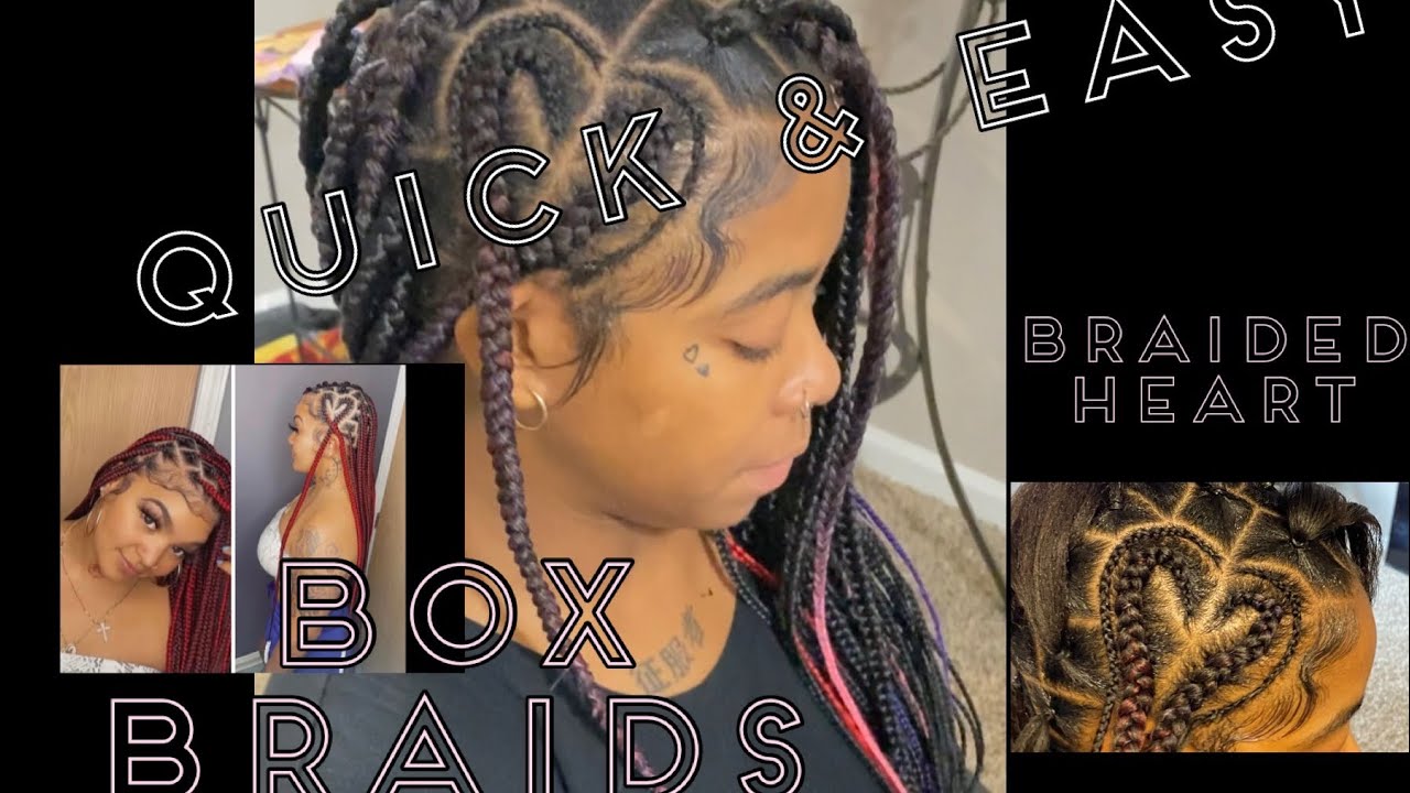 How To : Braid a Heart | Feed In Box Braids - YouTube
