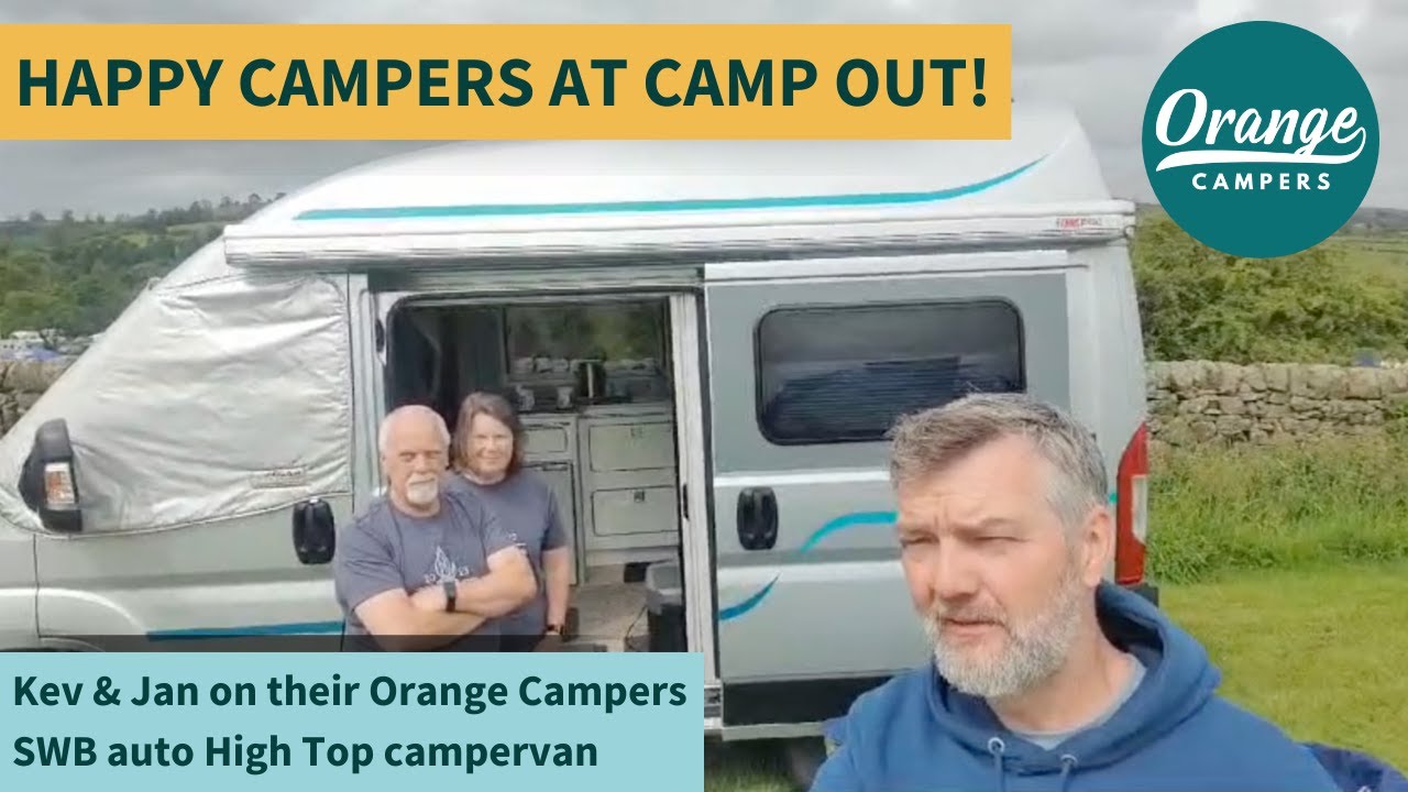 Happy campers Kev and Jan on their SWB auto High Top Orange Campers ...