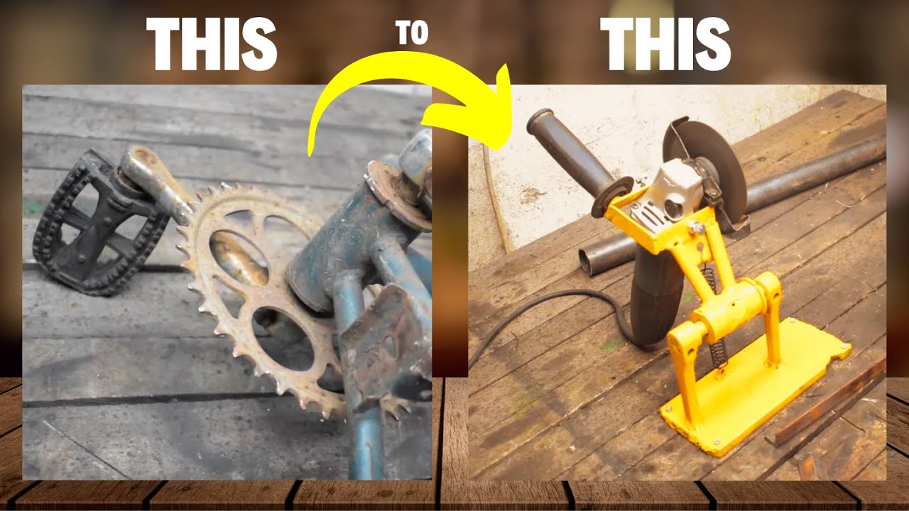 Bicycle parts turns into Angle Grinder Stand full making - YouTube