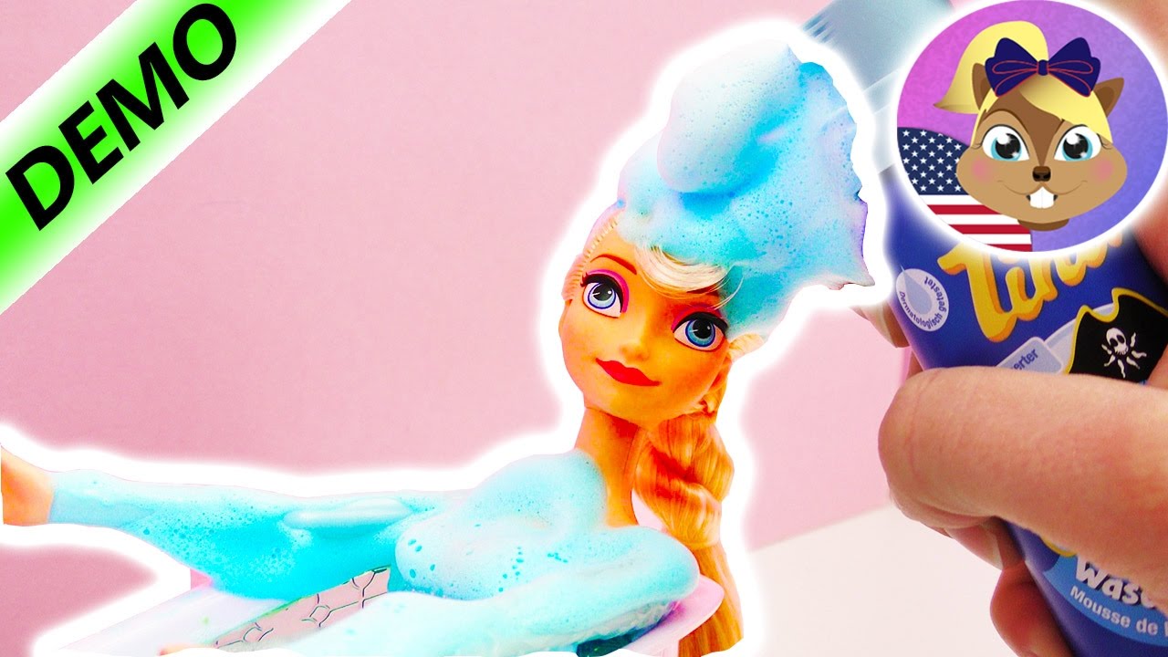 Tinti Blue Bath Foam - Elsa takes a Bath ️ - Tinti Foam in a can - Demo ...