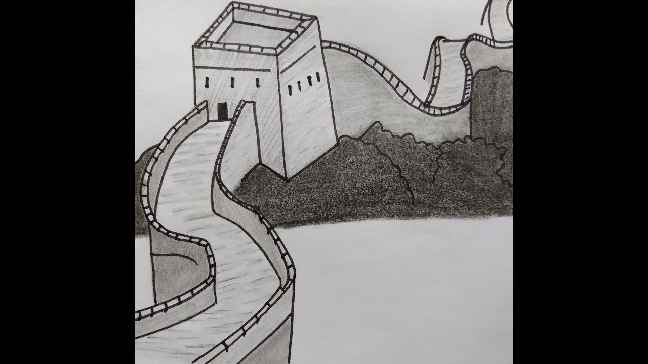 How to draw Great Wall of China/Easy drawing of Great Wall of China# ...