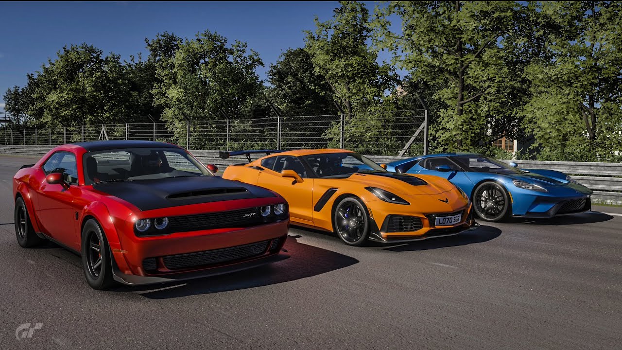 Gran Turismo 7 Drag Race: Dodge Demon vs Chevy Corvette C7 ZR1 vs Ford ...