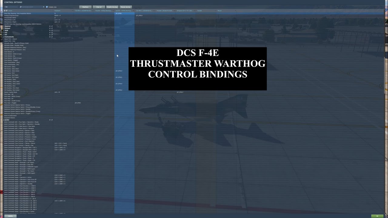 DCS F-4E THRUSTMASTER WARTHOG CONTROL BINDINGS - YouTube