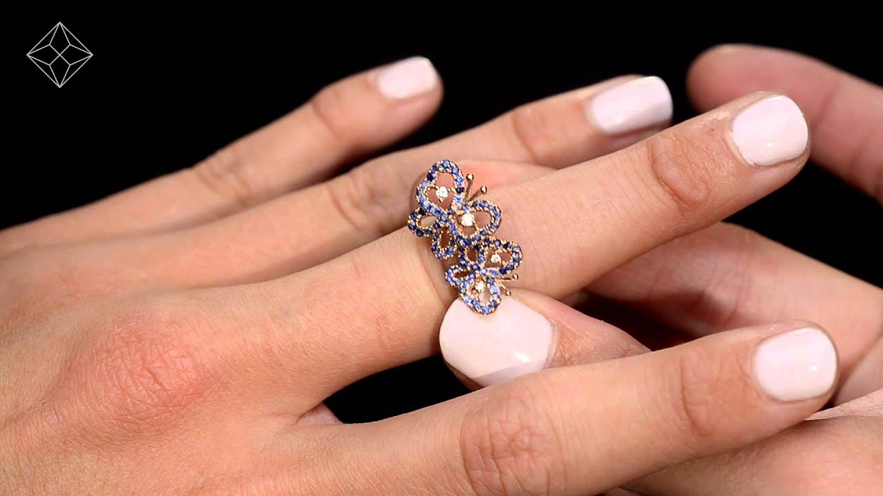 E5954 - Vivara Collection Sapphire and Diamond 9K Gold Butterfly Ring ...