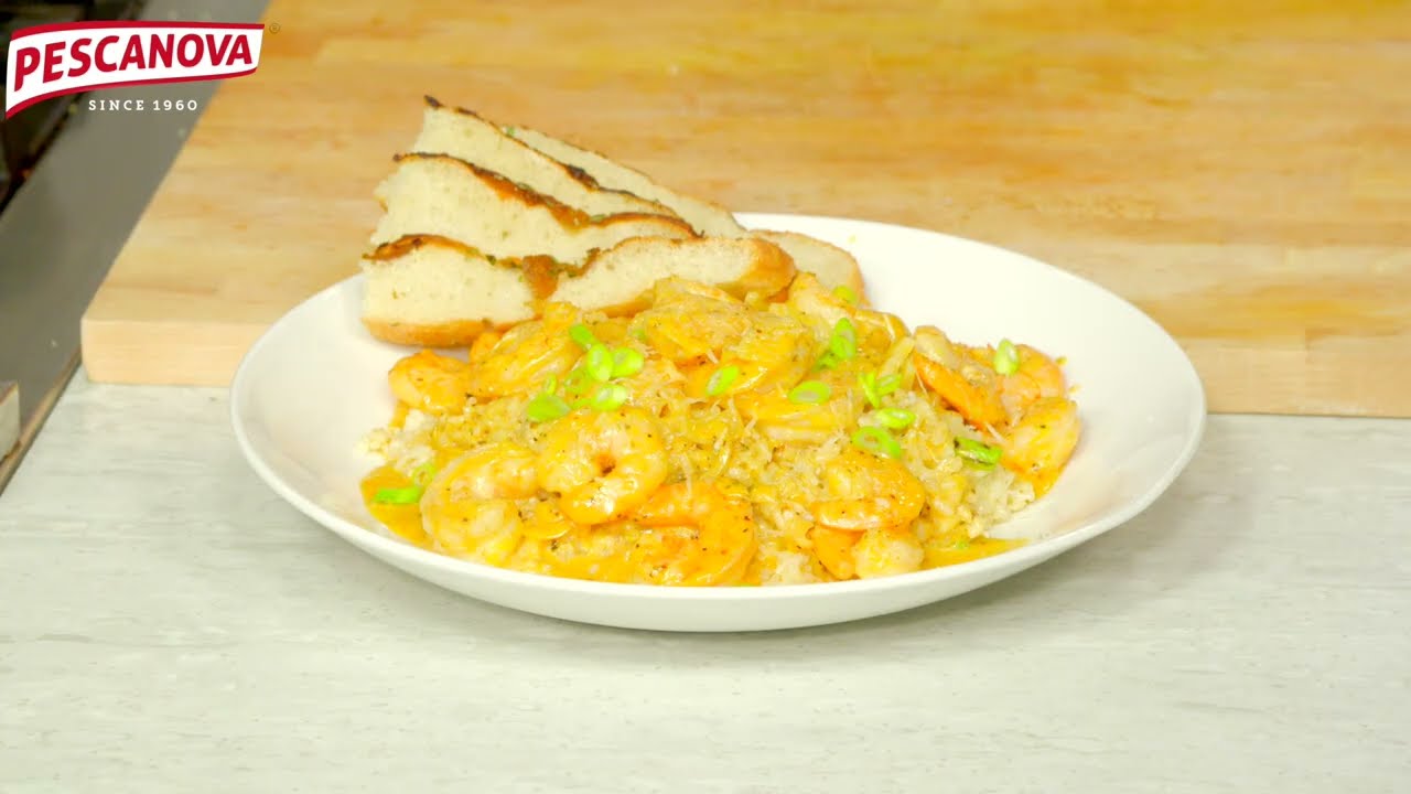 Pescanova Chipotle Shrimp with Creamy Alfredo & Charred Scallion Rice ...