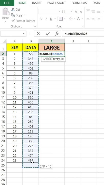 Master the LARGE Function in Excel: Find Top Values Easily#excel - YouTube