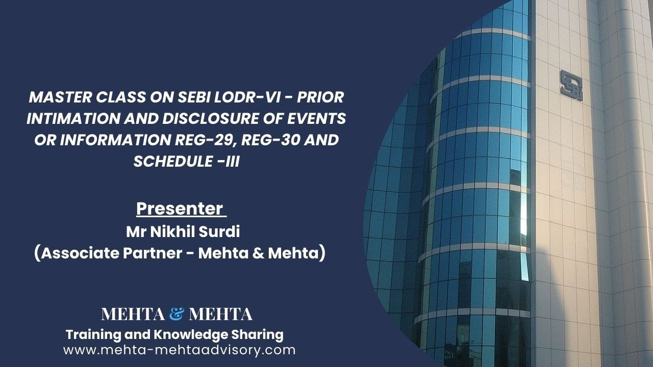SEBI LODR-PRIOR INTIMATION AND DISCLOSURE OF EVENTS OR INFORMATION REG ...