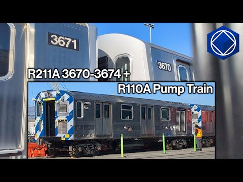 MTA NYC Subway: R211A 3670-3674 + R110A Pump Cars PC04 at South ...