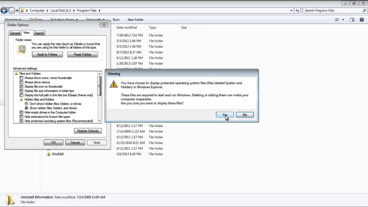 How To Show Hidden Files In Windows 7 YouTube