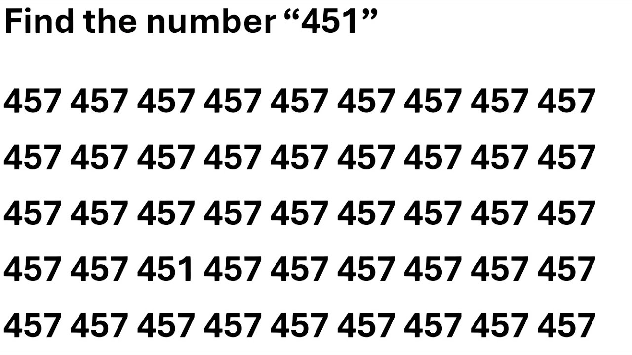 Only 1% Can Find the Number "451" – Are You One of Them? - YouTube