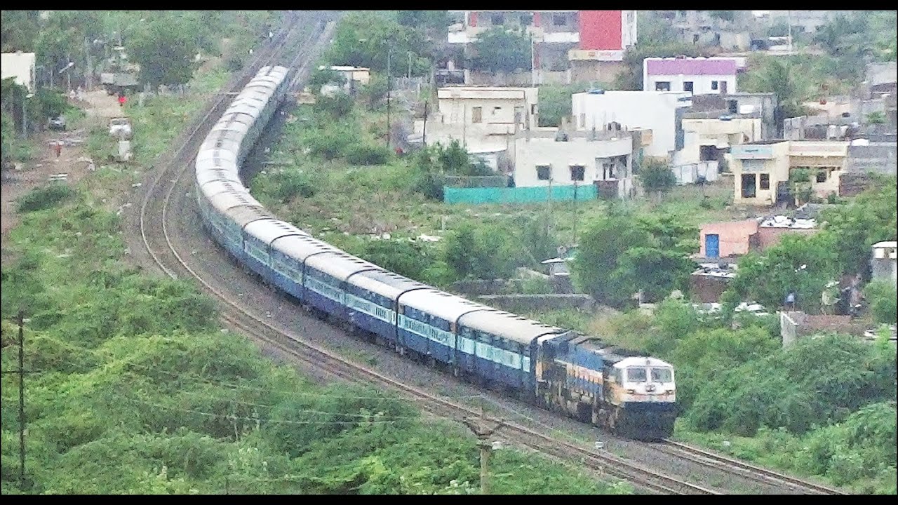 Spectacular View of 24 Coach Karnataka Express Honking and Cautiously ...