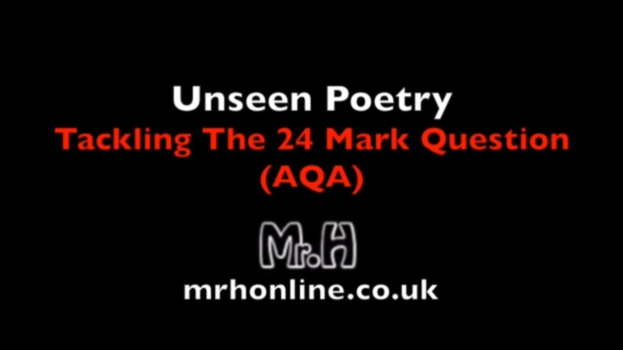 Unseen Poetry - (AQA) 24 Mark Question - YouTube
