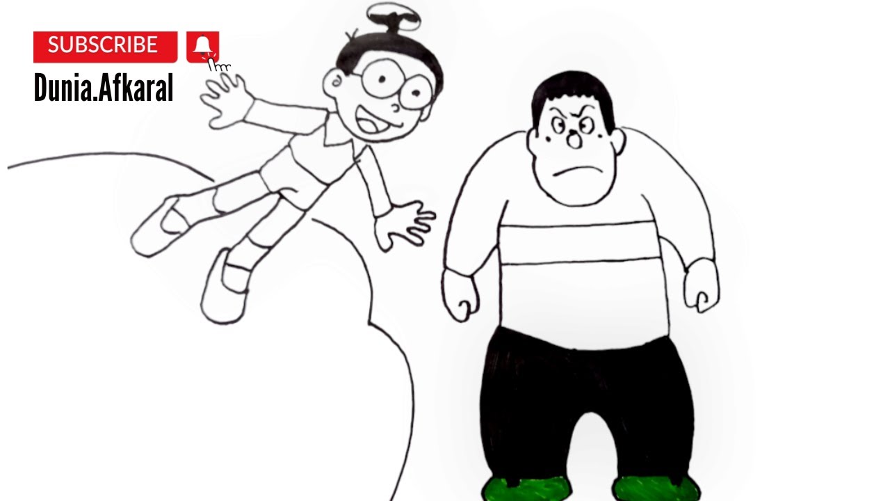 Doraemon:Giant&Nobita|Drawing&Coloring Giant and Nobita from Doraemon ...