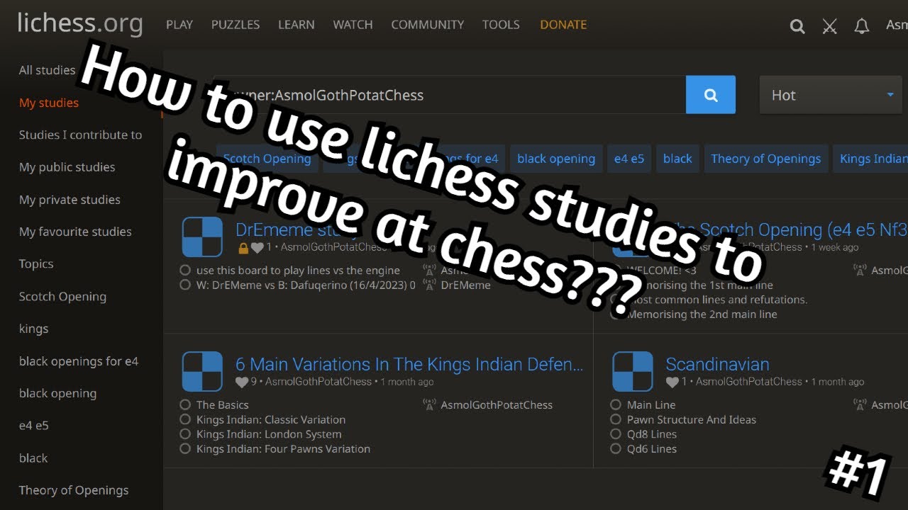 How to use lichess studies to improve at chess??? #1 - YouTube