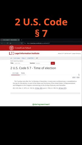 2 U.S. Code § 7 - Time of election #uscode #uslaw #election #shorts ...