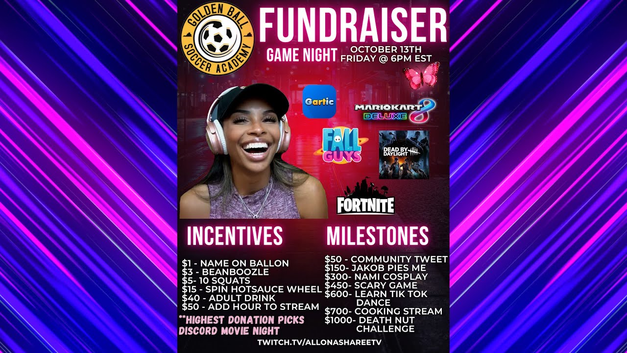 COME HANG OUT OVER ON TWITCH!! FUNDRAISER STREAM!! - YouTube