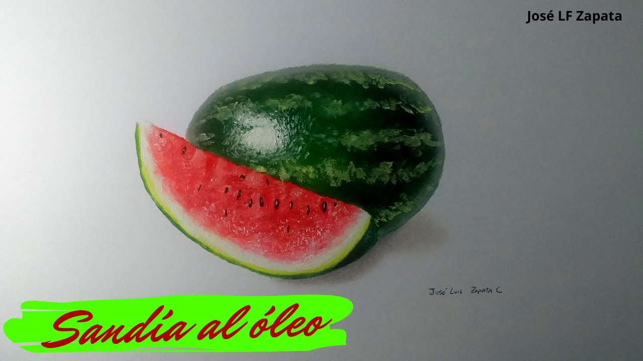 Como pintar al ÓLEO una SANDIA ( no narrado) | How to paint a ...