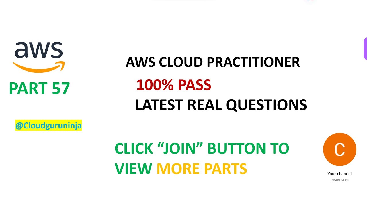 PART 57 - AWS Cloud Practitioner Real Certification Questions - YouTube
