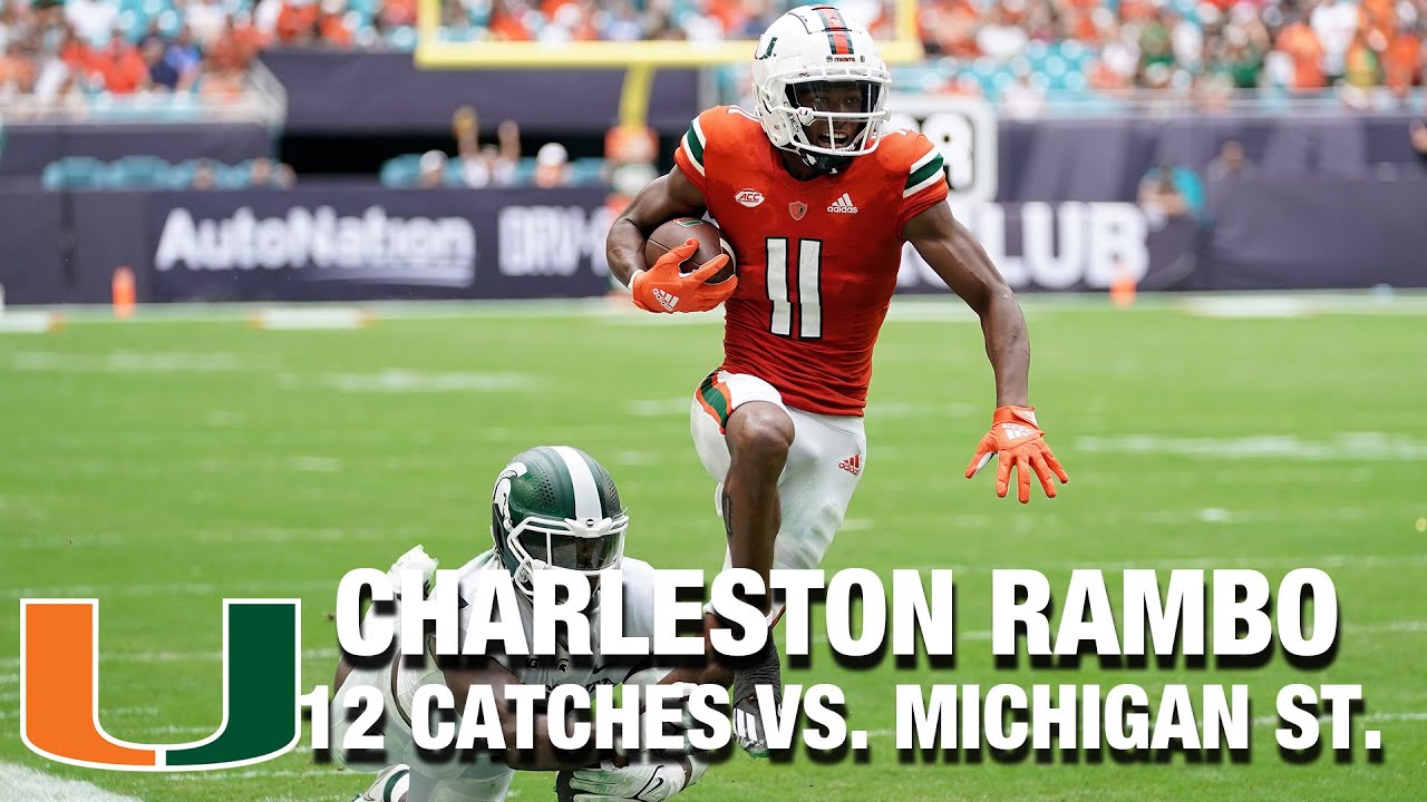 Miami WR Charleston Rambo Has 12 Catches vs. Michigan St. - YouTube