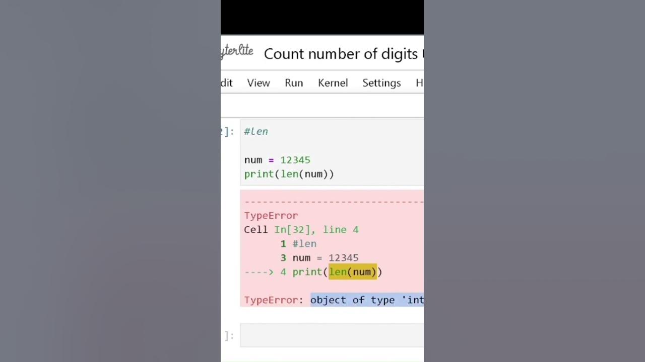 Count The Number Of Digits In Python Python Pythonprogramming Coding Python3 Youtube