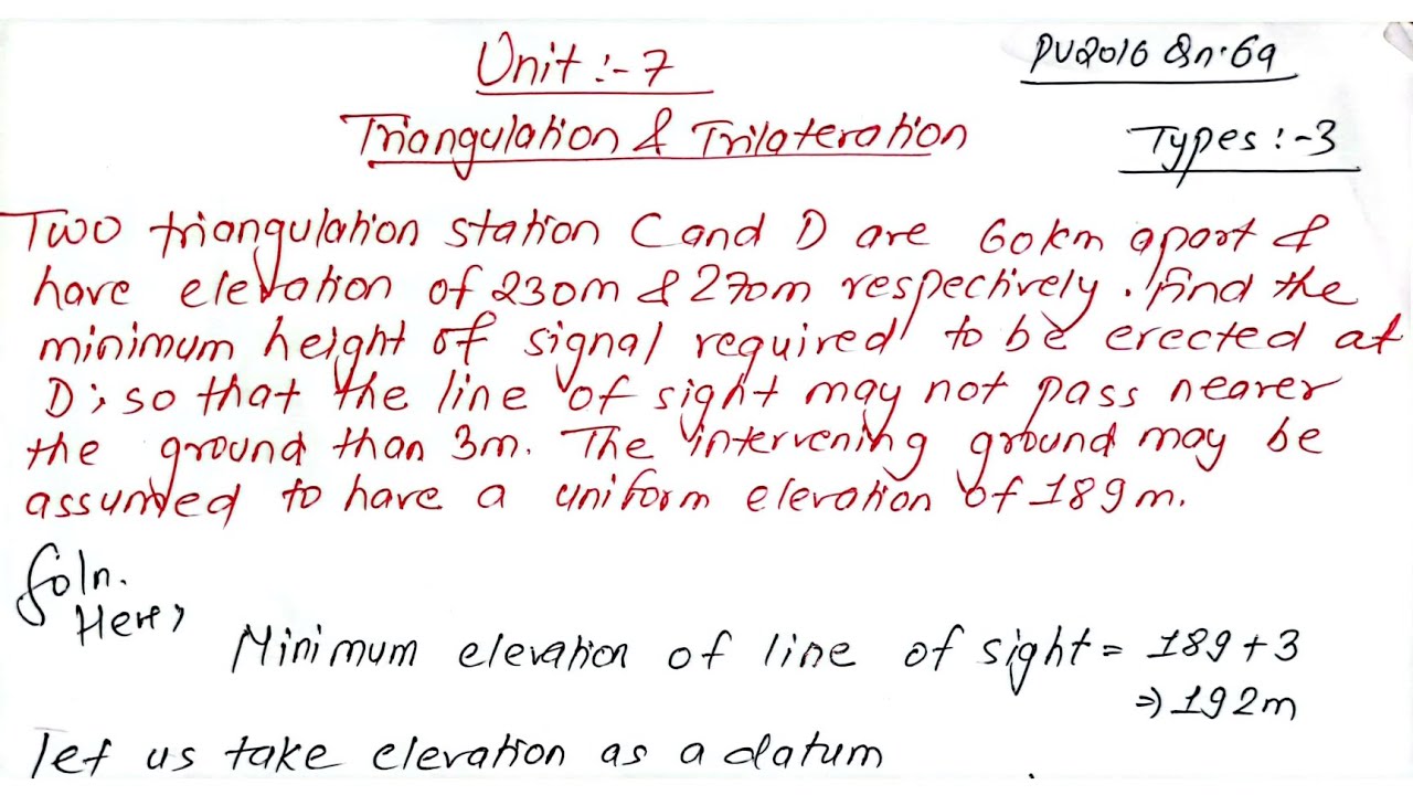 Triangulation and Trilateration Numerical | Surveying 2nd | Prashant YT ...