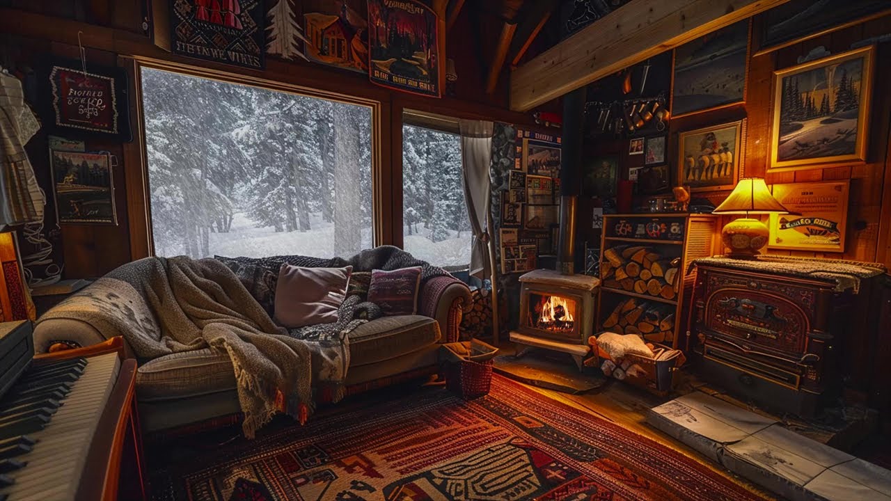 Relax in a Cozy Winter Cabin ️ | Fall Into Deep Sleep with a Soothing ...