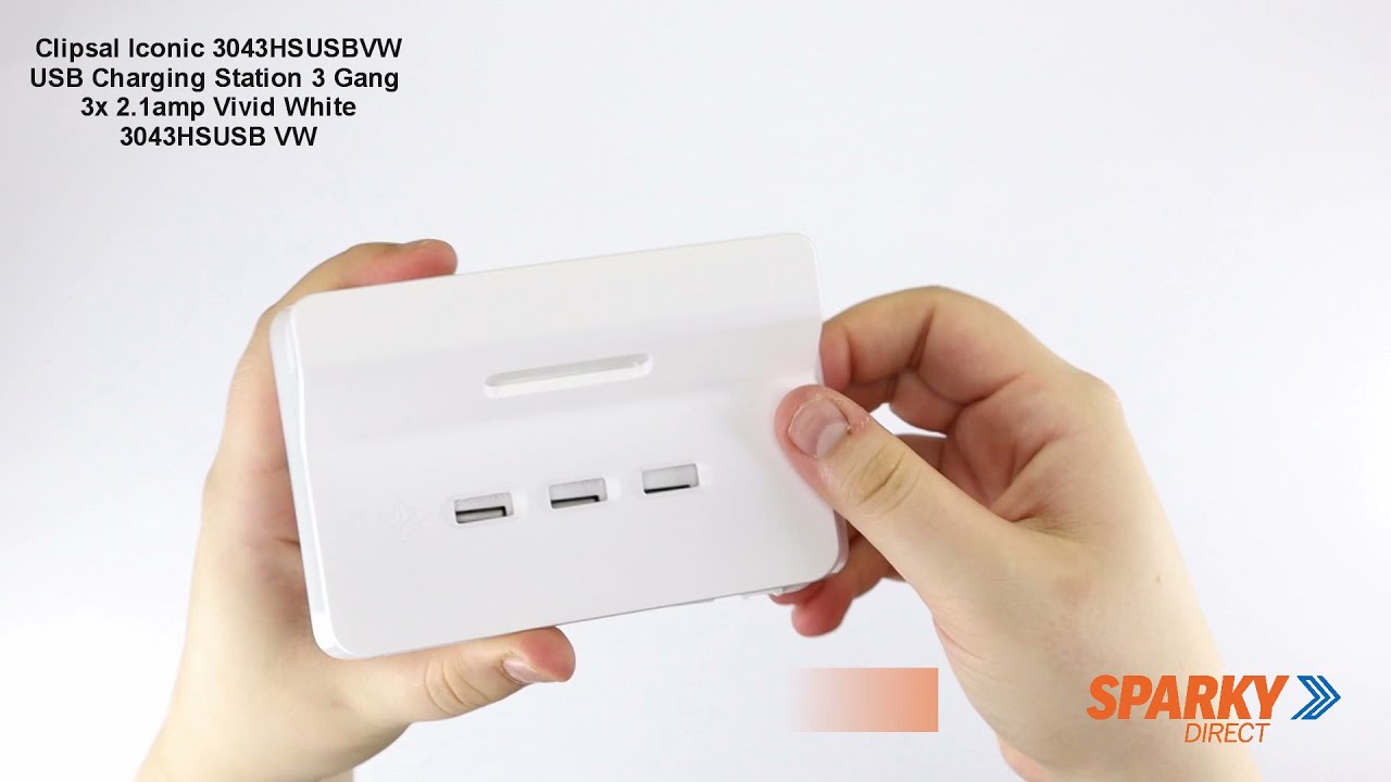 Clipsal Iconic 3043HSUSBVW | USB Charging Station 3 Gang 3x 2.1amp ...