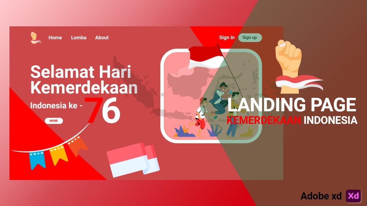 landing page adobe xd - kemerdekaan indonesia | tutorial desain web dengan adobe xd | mandan ...