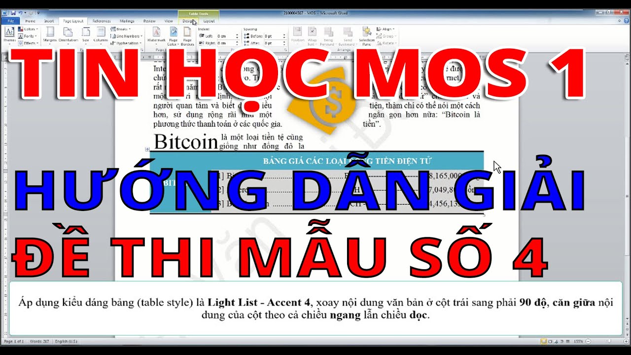Tin học MOS 1 (Windows - Word) - Đề thi mẫu số 4 - YouTube