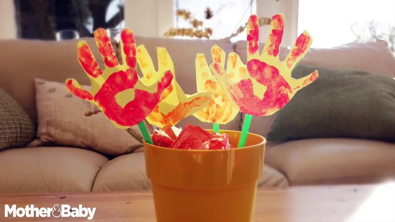 How to make hand flowers | Easy arts and crafts for toddlers and ...