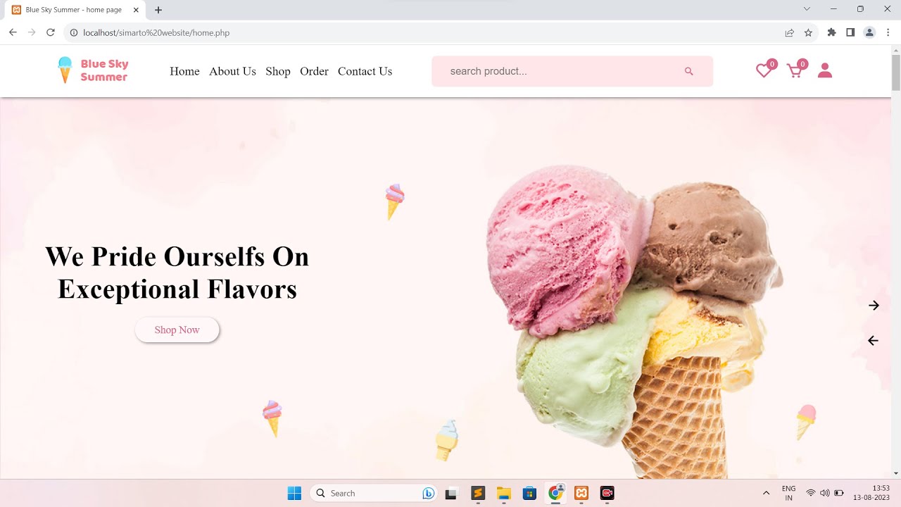 Multipages Ice Cream Shop Website Using Html Css Js Php And Mysql From Scratch Home Page Part Six 9244